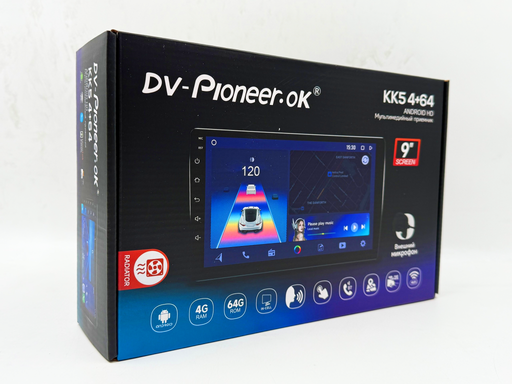Автомагнитола DV-Pioneer. ok КК5 4+64 9" 2Din, 4х50Вт, Bluetooth, WiFi, GPS, SD, USB