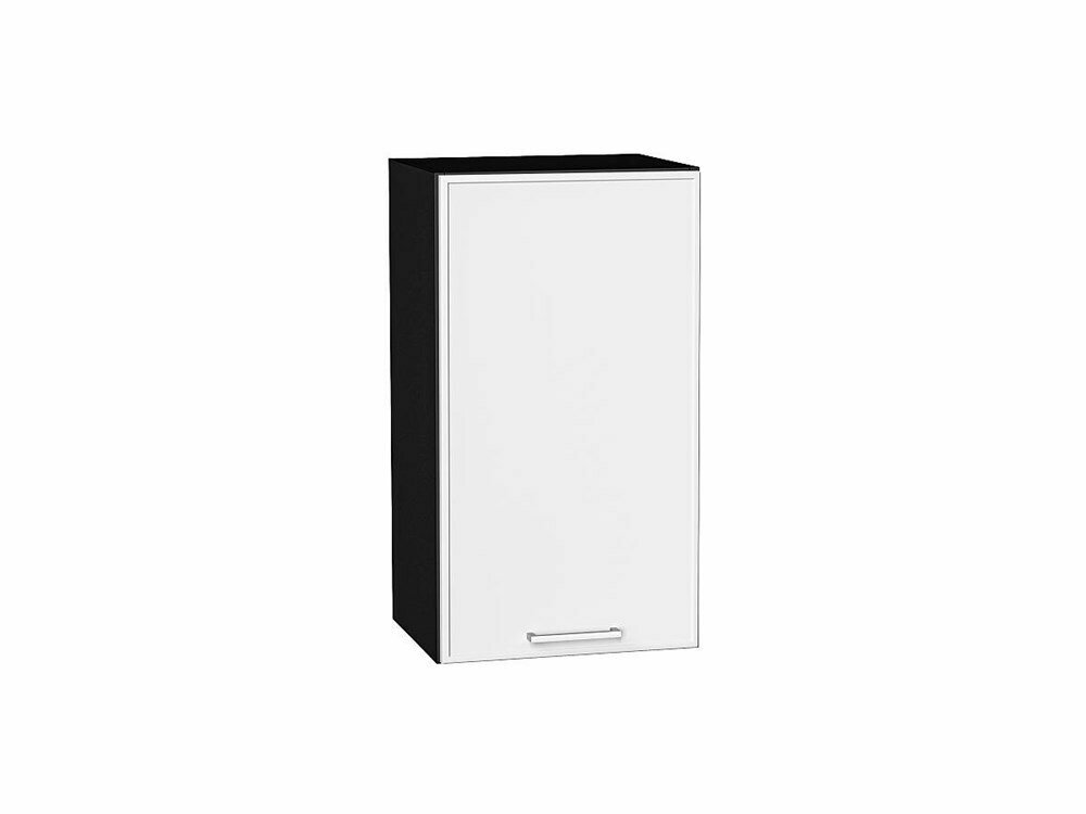 VVT Шкаф верхний с 1-ой дверцей Квадро Graphite, Белый, 720, 400 В*Ш*Г 716*400*321, фасад МДФ Белый, корпус Graphite Белый