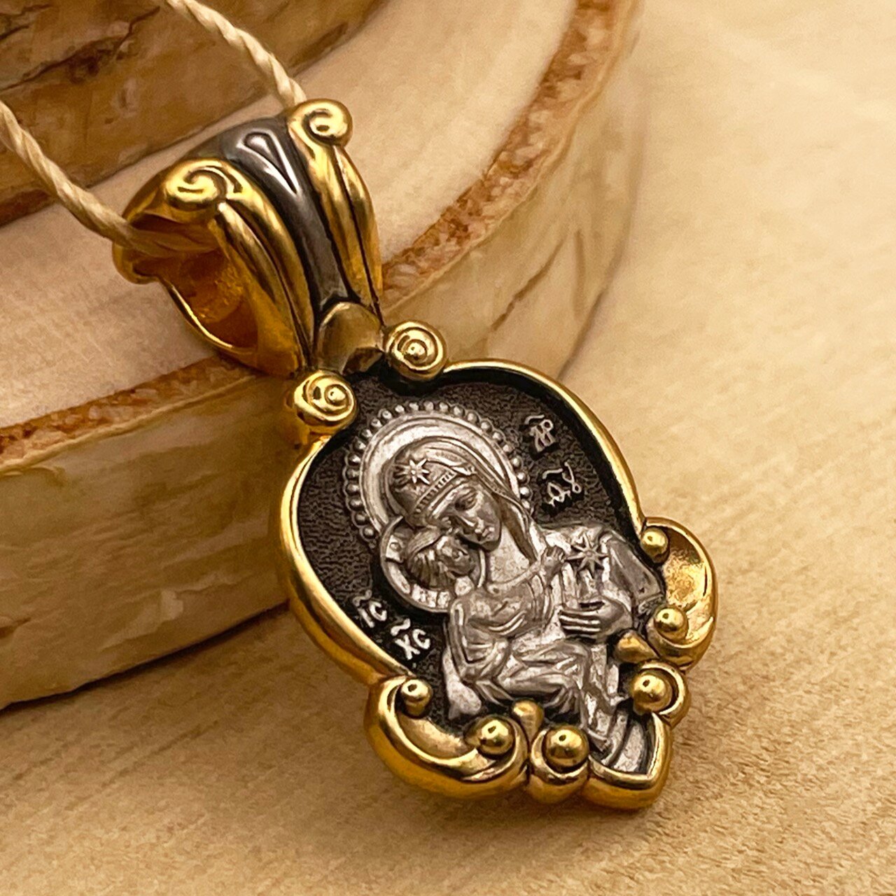 Подвеска, серебро, 925 проба, оксидирование, золочение, чернение