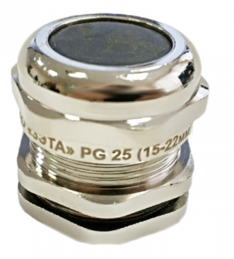 Сальник Гофроматик для ввода кабеля в щитовое оборудование, латунный, степень защиты IP68, резьба PG 25, диаметр 15-22мм / электрика