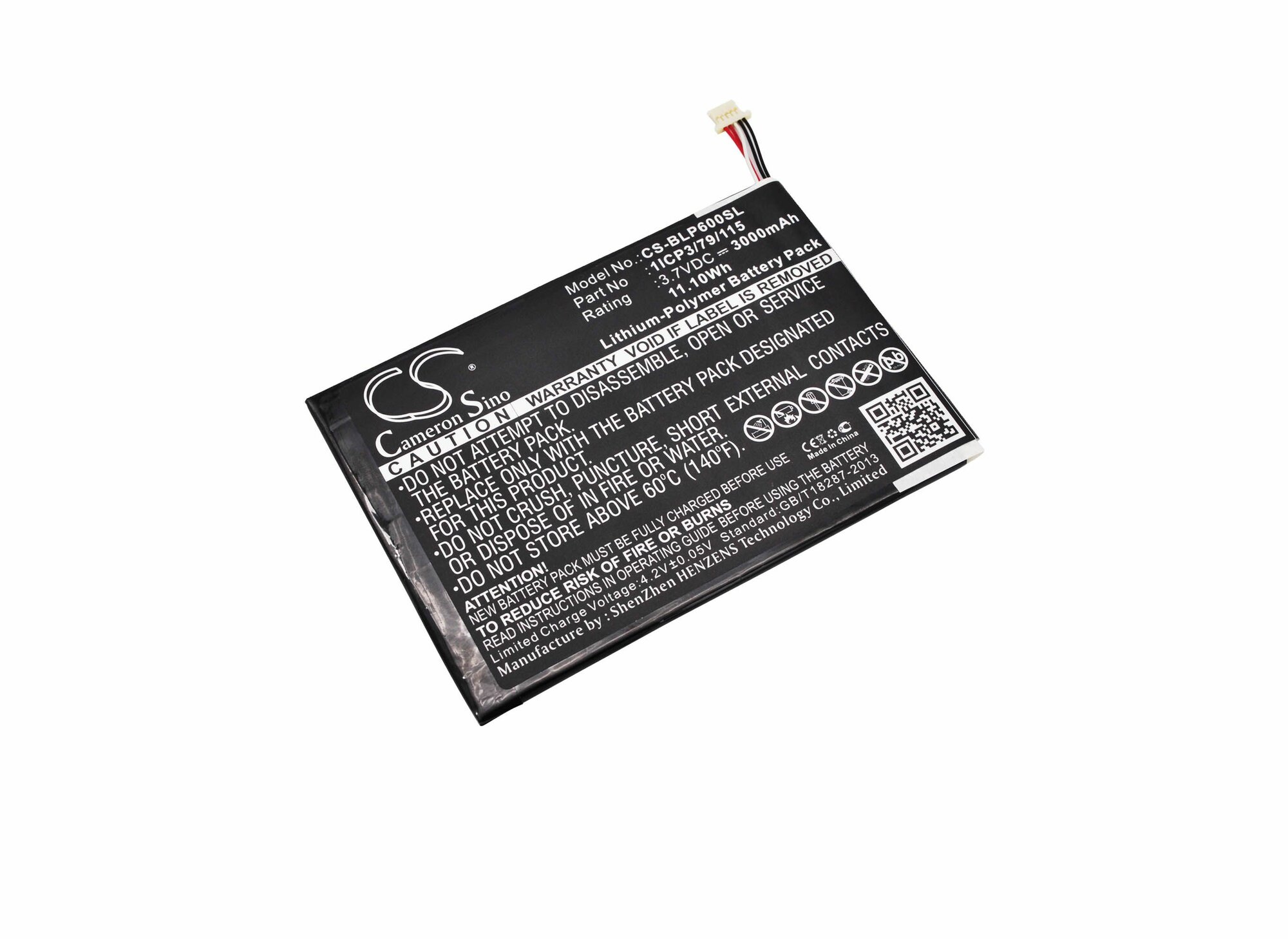 CS-BLP600SL Категория Планшет батарея Подходит для бренда БЛЮ Подходит модель P60W, TouchBook 7.0 Pro 3000mAh / 11.10WhmAh 3.7V