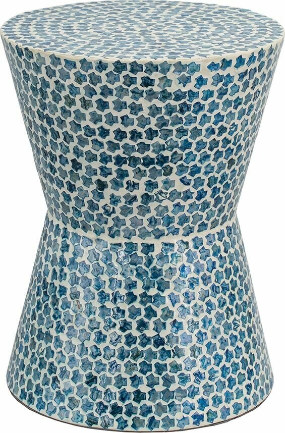 Столик акцентный с отделкой из раковин устриц 35x35x50см