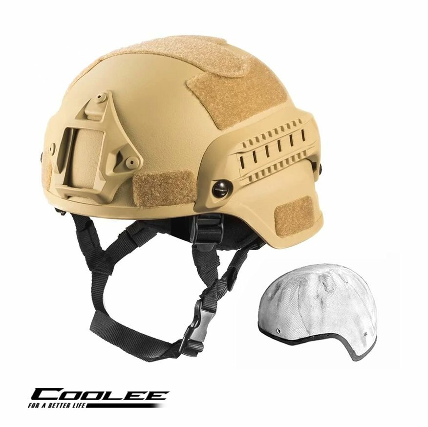 Пуленепробиваемый шлем MICH PE NIJ IIIA, PE-Khaki, черный, BR3+