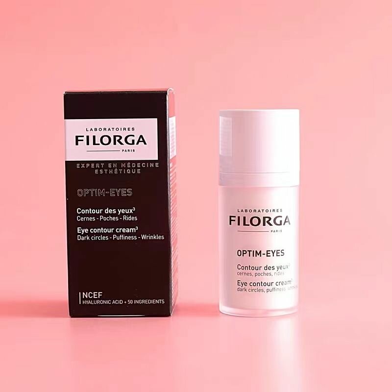 Это флакон крема для век Filorga, который уменьшает мелкие морщинки, увлажняет и подтягивает кожу