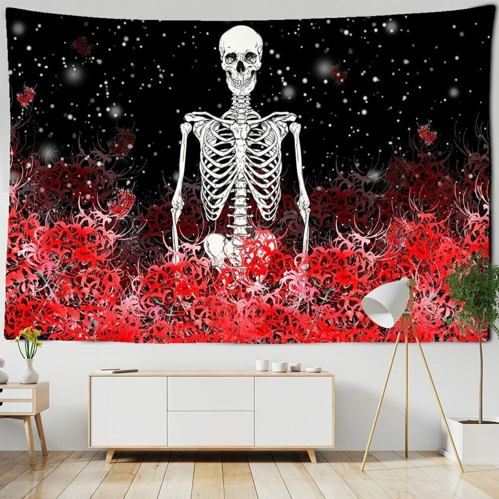 Гобелен цветок череп богемный цифровой