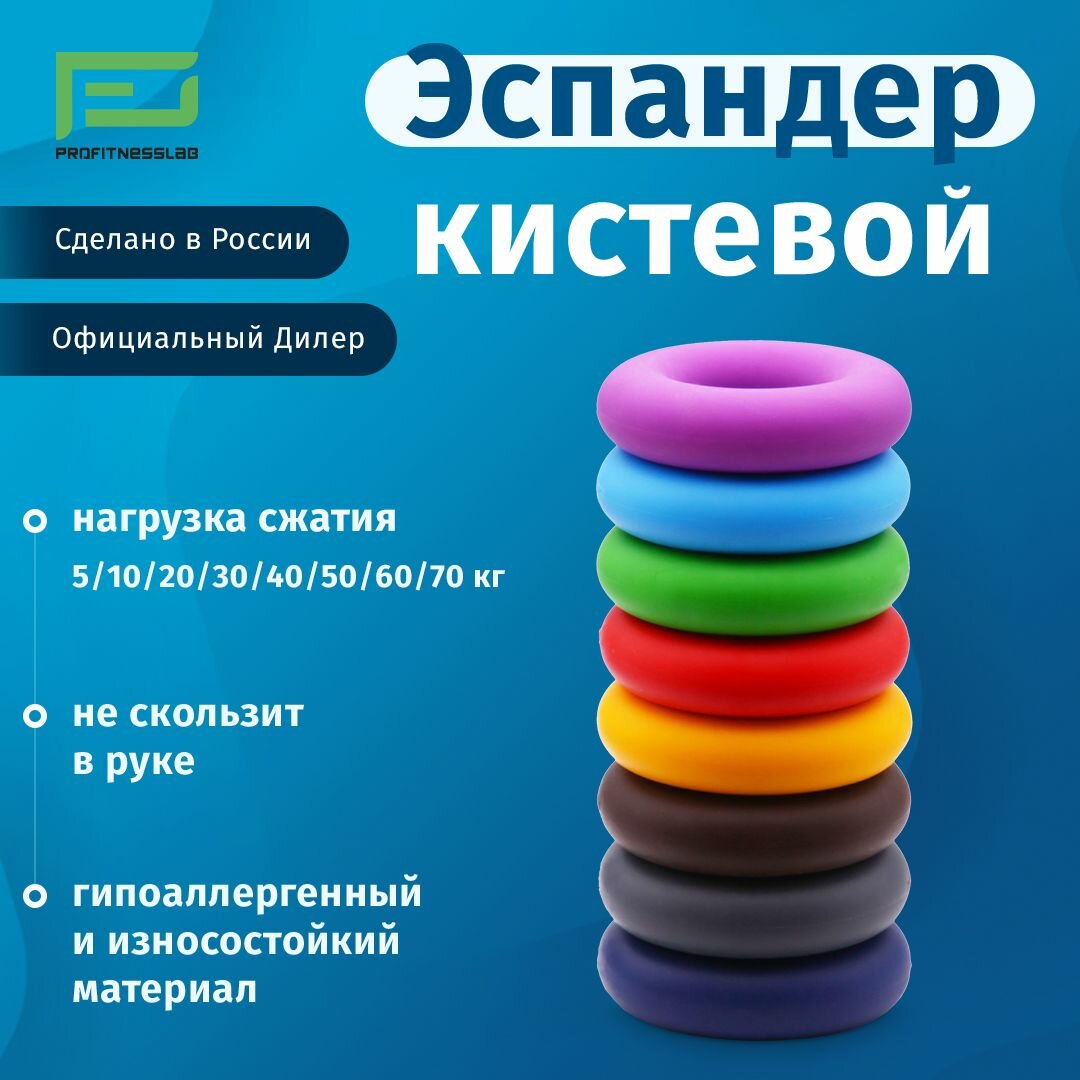 Эспандер кистевой круглый полный набор 8 шт. 5 10 20 30 40 50 60 70 кг для детей, новичков и профи