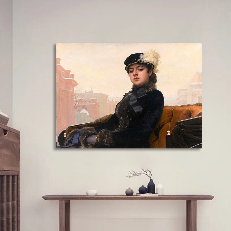 Картина "Крамской Неизвестная", 40x60 см, на подрамнике, крепление "крокодил", хлопковый холст