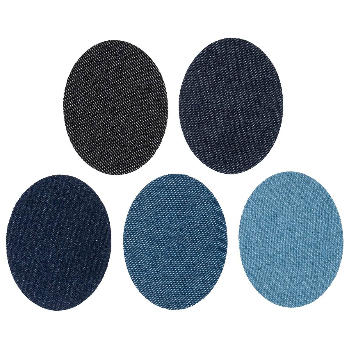 Набор джинсовых термозаплаток "Овал", 5 шт, 9,5×12 см, для ремонта одежды, Hobby&Pro