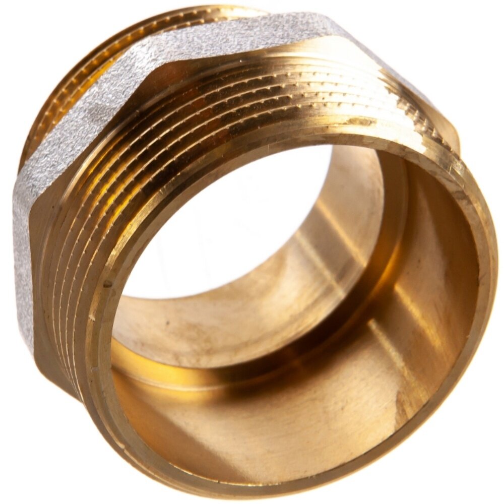 Ниппель СТМ переходной, наружный, из никелированной латуни, резьба 1.1/2 и 1.1/4дюйма / фитинги