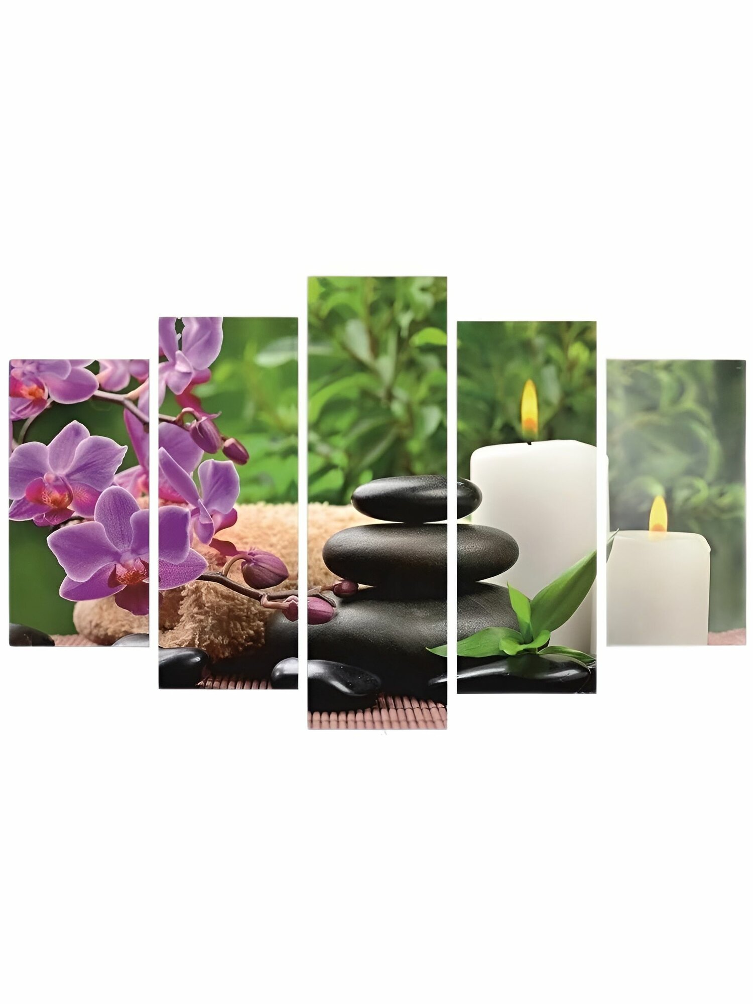 Modul007 Модульная картина из 5 модулей "Спа-Орхидея" 140х80 см для гостиной для спальни для комнаты для интерьера