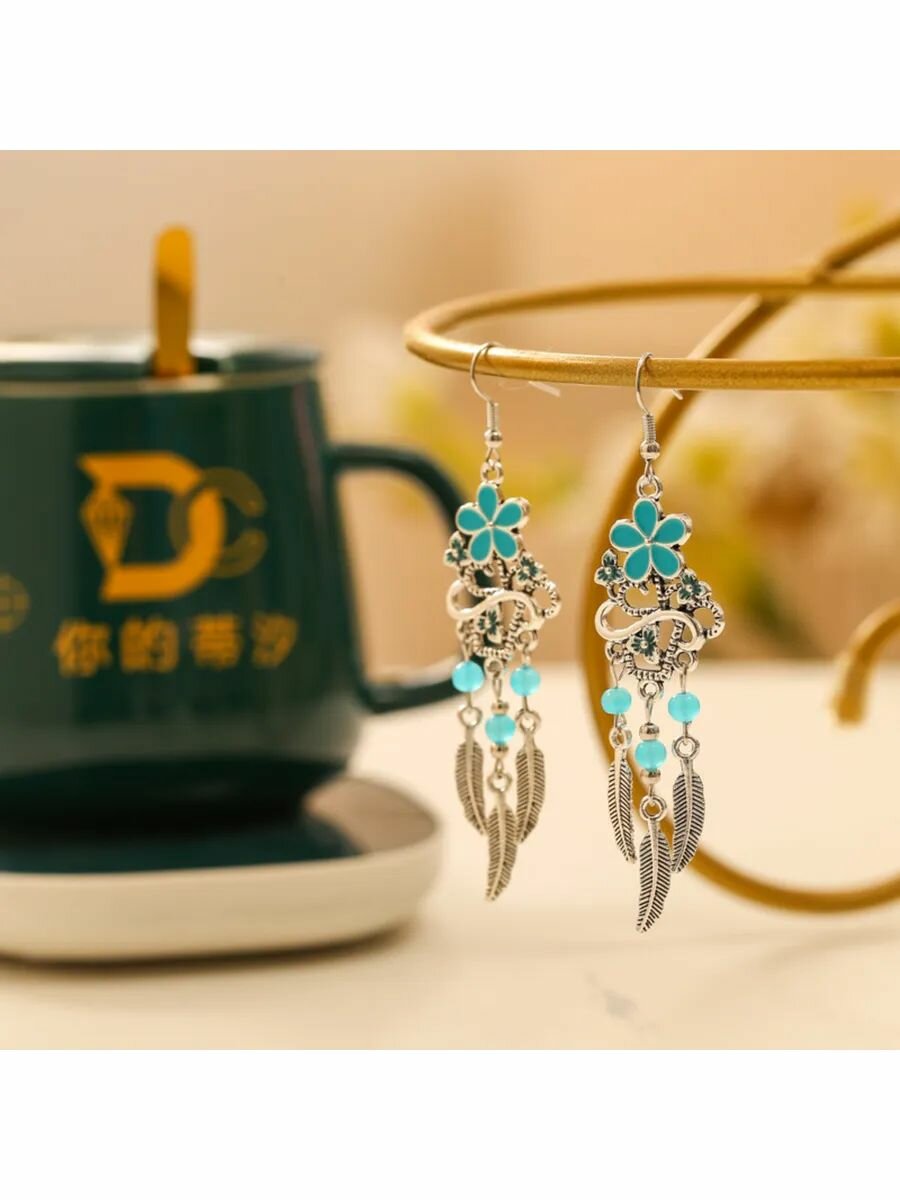 Серьги, эмаль, бирюза синтетическая