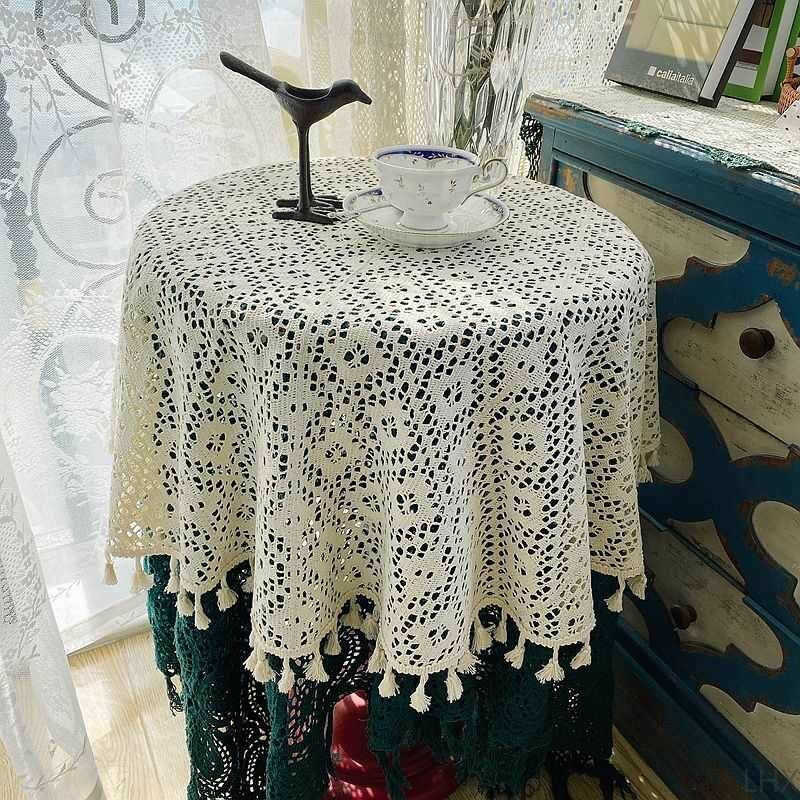 Круглая скатерть Вязаная крючком кружевная полая