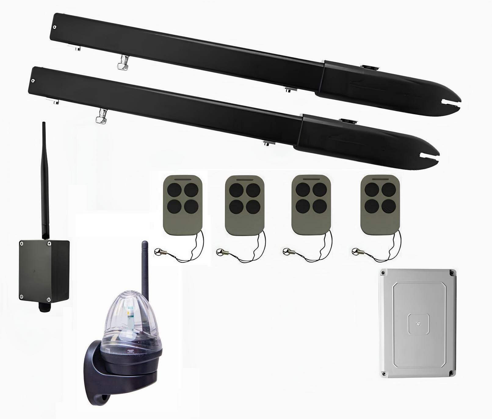 Автоматика для распашных ворот KSW-3000 L-T4-4K-BT, комплект: 2 привода, блок управления, 4 пульта, лампа, Bluetooth-модуль