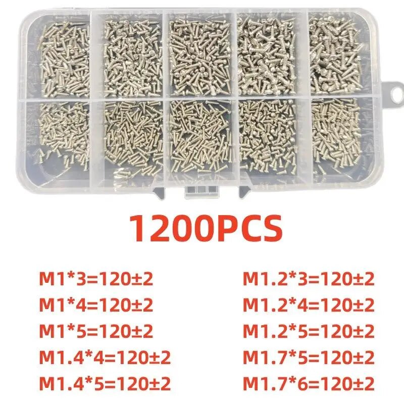 Комплект мини-винтов HELTC из углеродистой стали 600/1200 шт. A2-1200pcs