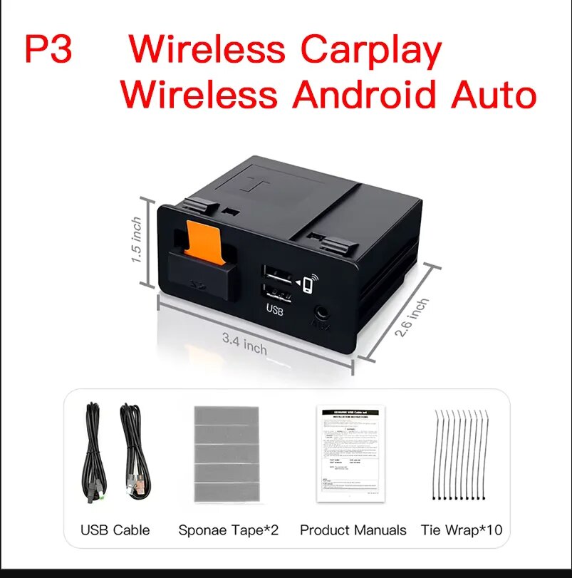 2025 Новый беспроводной USB-адаптер P3 Bluetooth CarPlay Android Auto OEM для модернизации Mazda 2 3 6 CX3 CX5 CX8 CX9 MX5 TK78669U0C P3-Wireless A