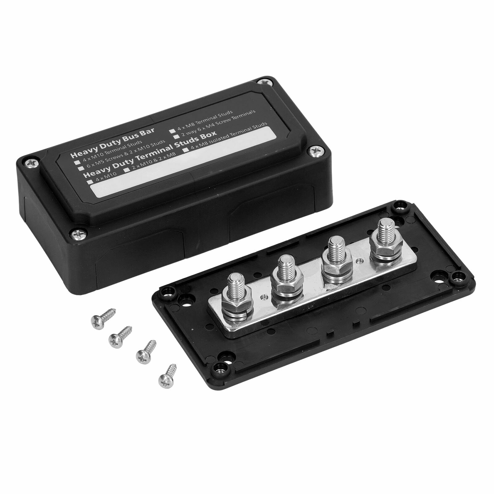 Распределительная коробка шины с винтами M10, 48V 300A, черная