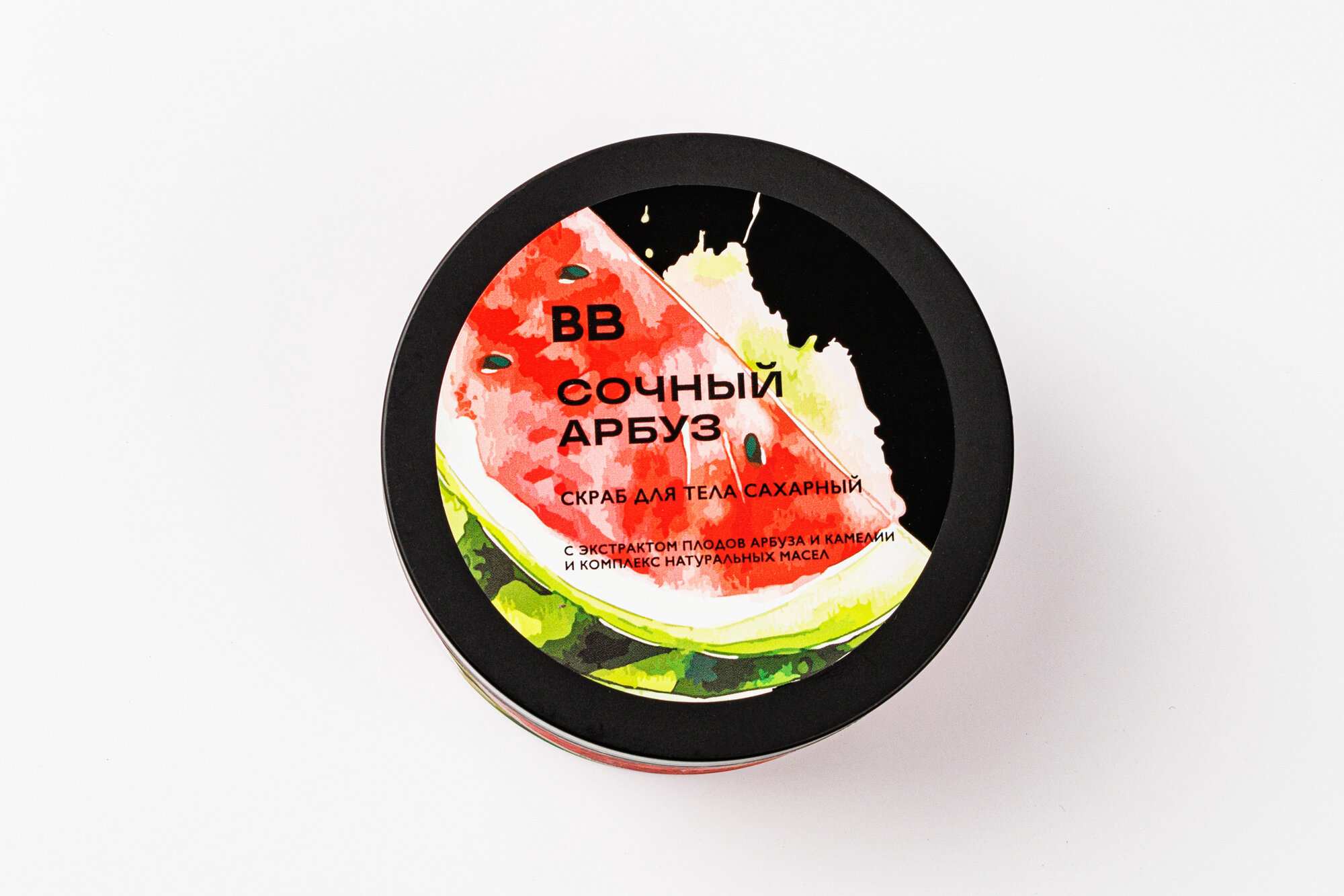 Скраб для тела ВкусВилл "Сочный арбуз", сахарный, для всех типов кожи, с маслами, 250 мл