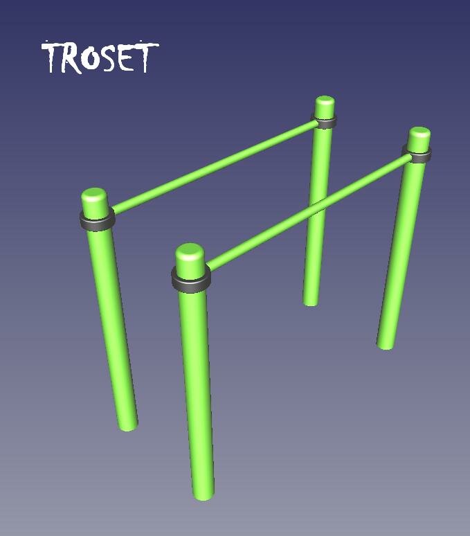 Брусья одинарные TROSET 01-76 уличные с регулировкой высоты на хомутах бетонируемые