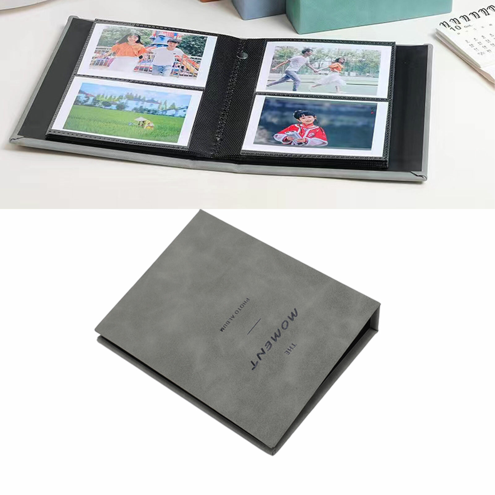 Фотоальбом 2x3, 3 дюйма, 64 кармана, держатель для фотокарточек, бархатная обложка, универсальная книга для сбора фотографий для Mini12 11 9 8, мгновенная камера серого цвета