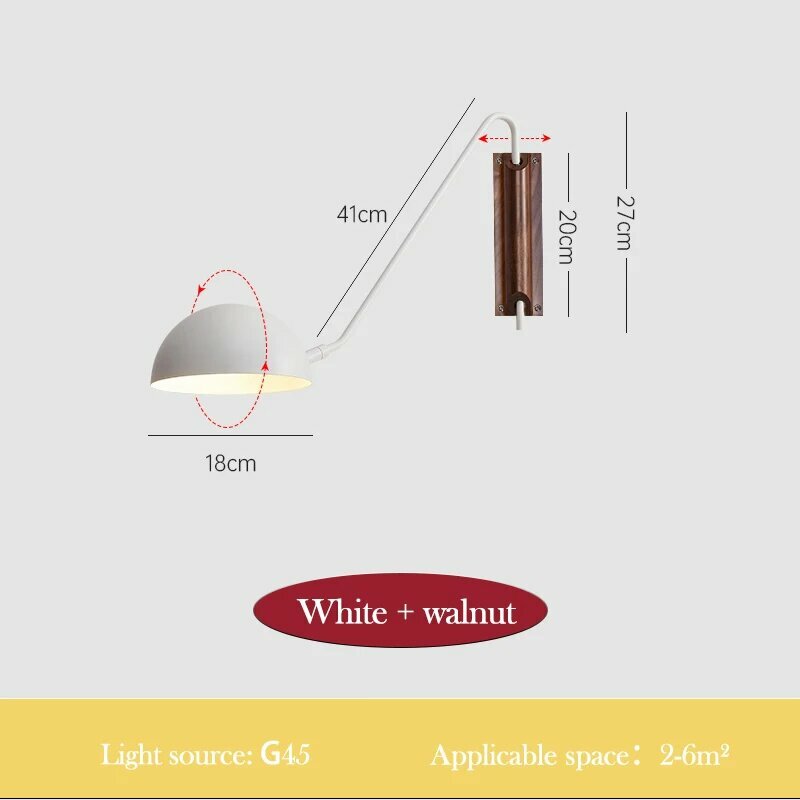 Настенные светильники белые/черные дерево+железо E27 240V, Wall Control, Warm light, White walnut, Коричневый