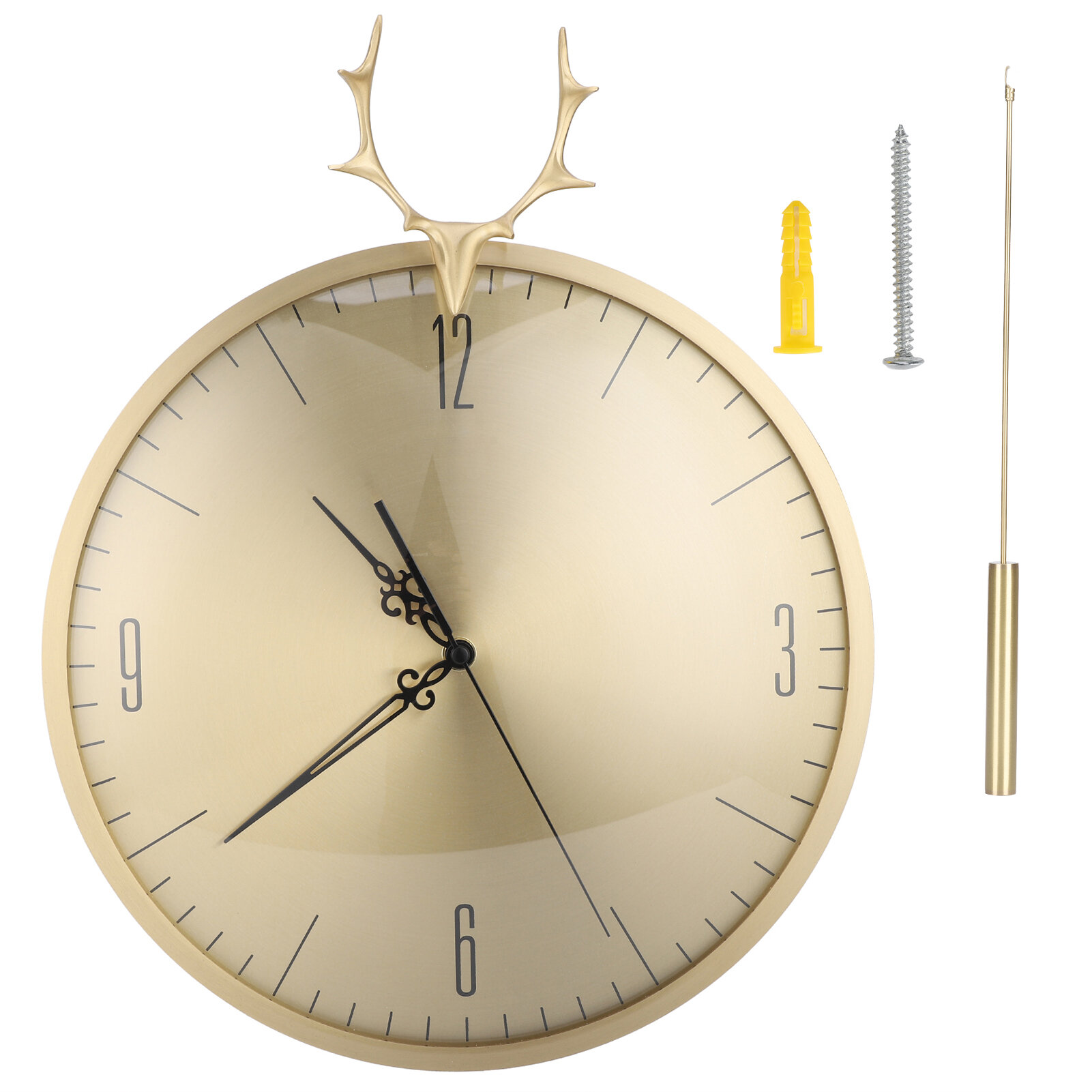 Латунные часы с головой оленя (офис/дом)