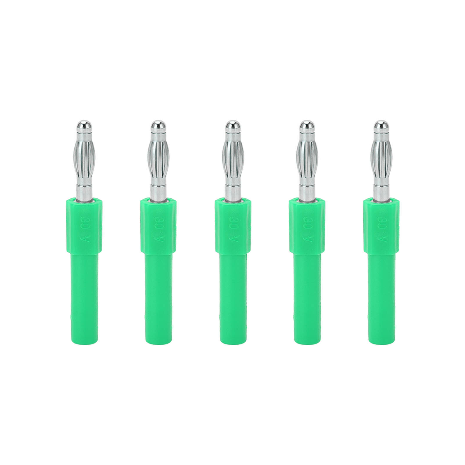 5 шт. адаптеров типа «банан» 4 мм, надежная связь, хорошая проводимость, преобразование 4 мм в 2 мм, зеленый цвет.