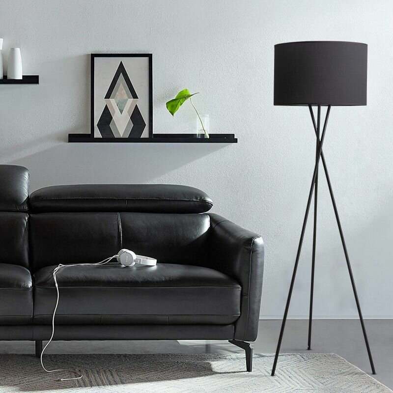 Напольный светильник, кованое железо и ткань, E27, IP20, 3-5 кв. м