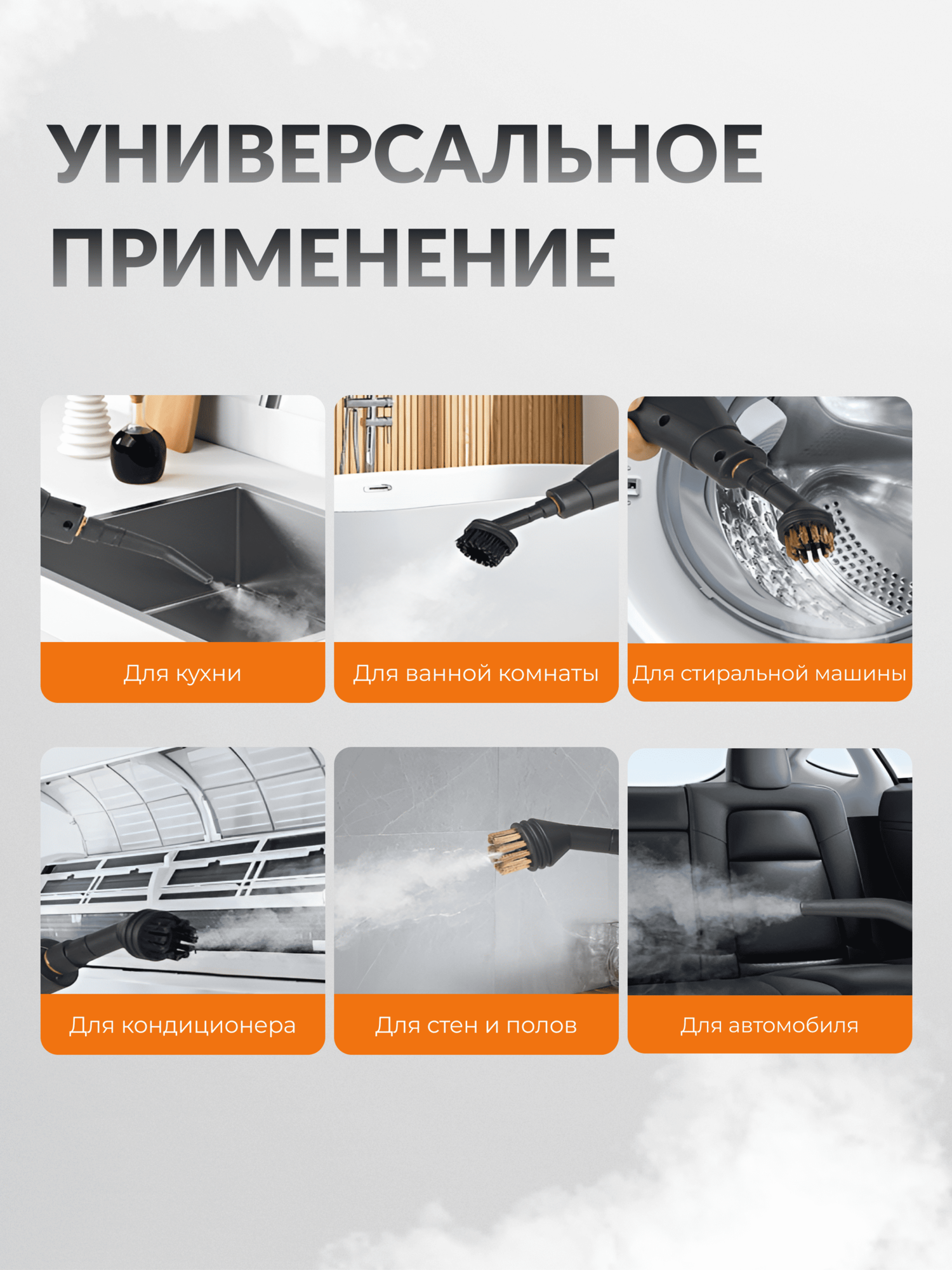 Мощный пароочиститель для дома высокого давления, белый премиум +9 насадок