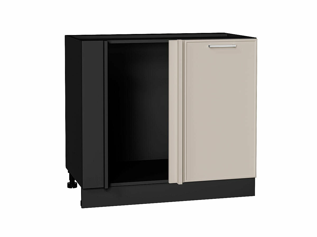 Шкаф нижний угловой Квадро, цвет фасада Кашемир, цвет каркаса Graphite, 816*890*481 мм