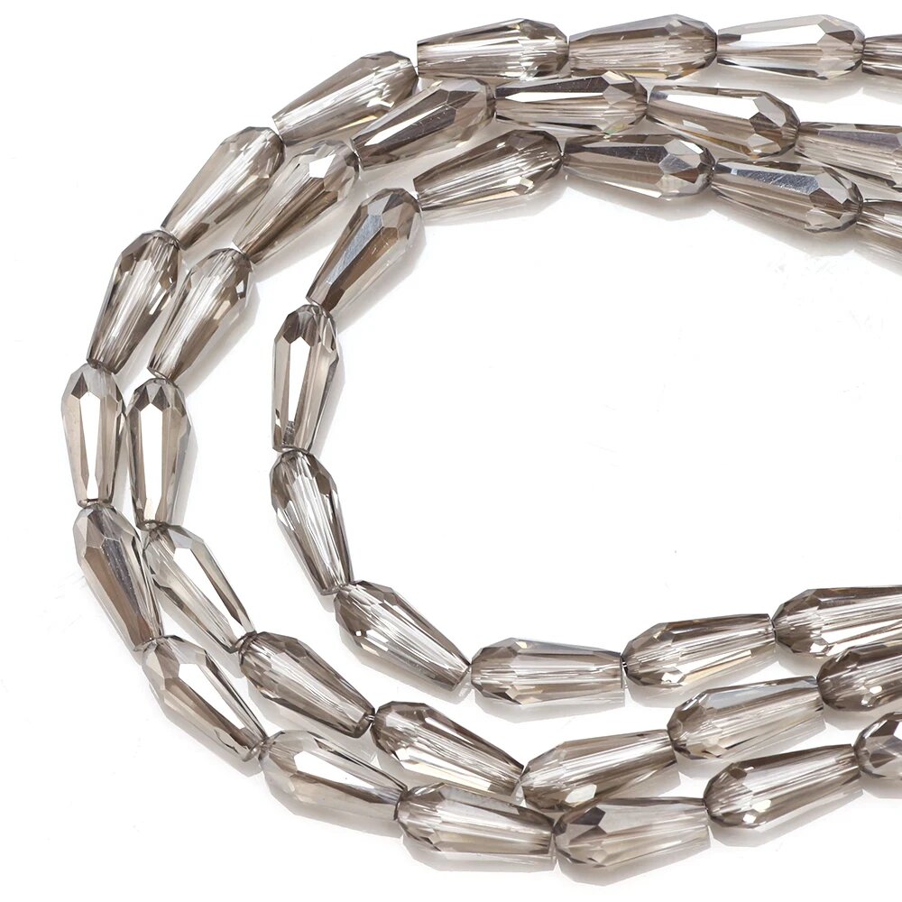 Бусины ZHUBI стеклянные капли AB 4x10 мм 70 шт Серебряный, transparent grey