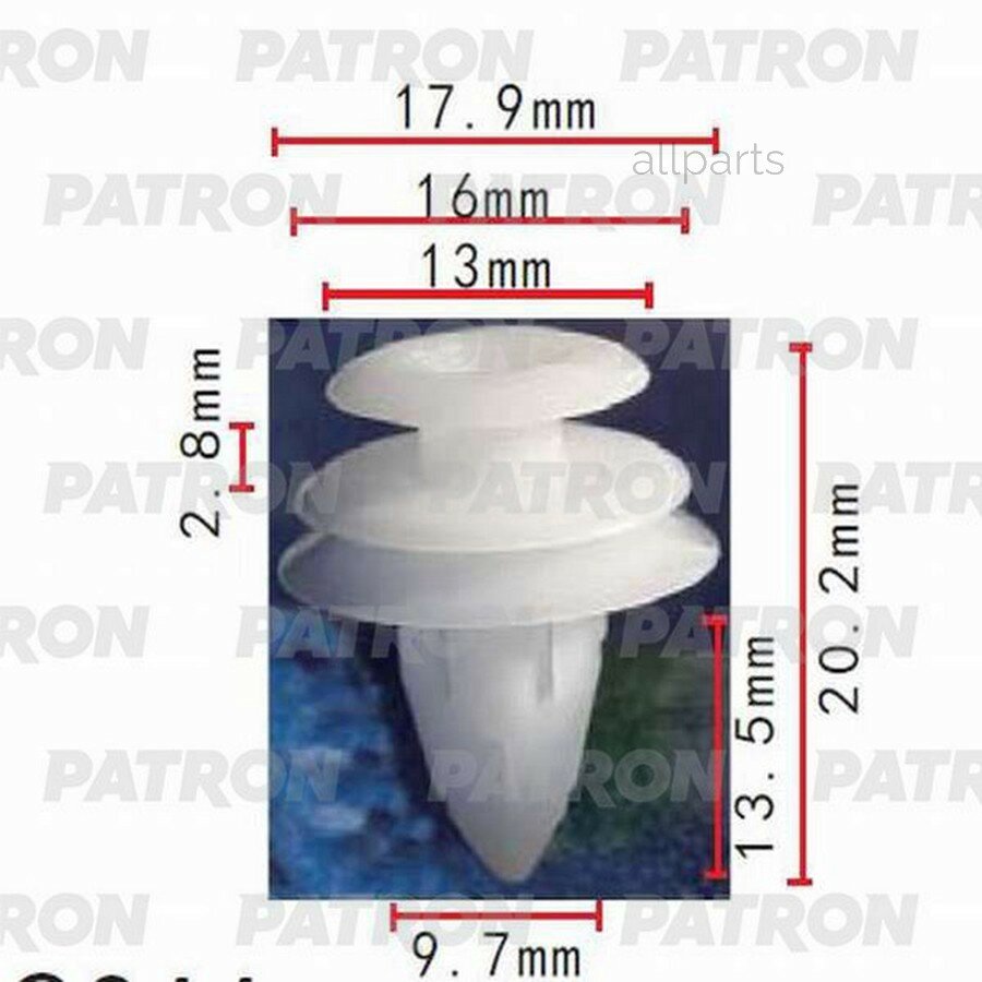 PATRON P37-0100 Клипса пластмассовая Hyundai, Kia, Lexus, Mitsubishi, Toyota применяемо PATRON P37-0100