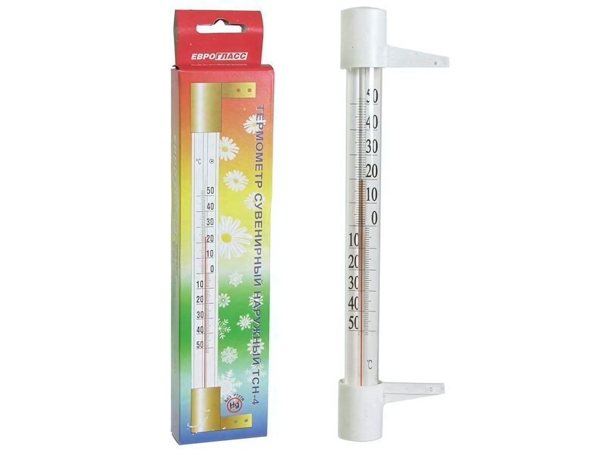 Термометр уличный сувенирный «ТСН-4», стеклянный корпус, шкала -20°C.+50°C, пластиковый держатель