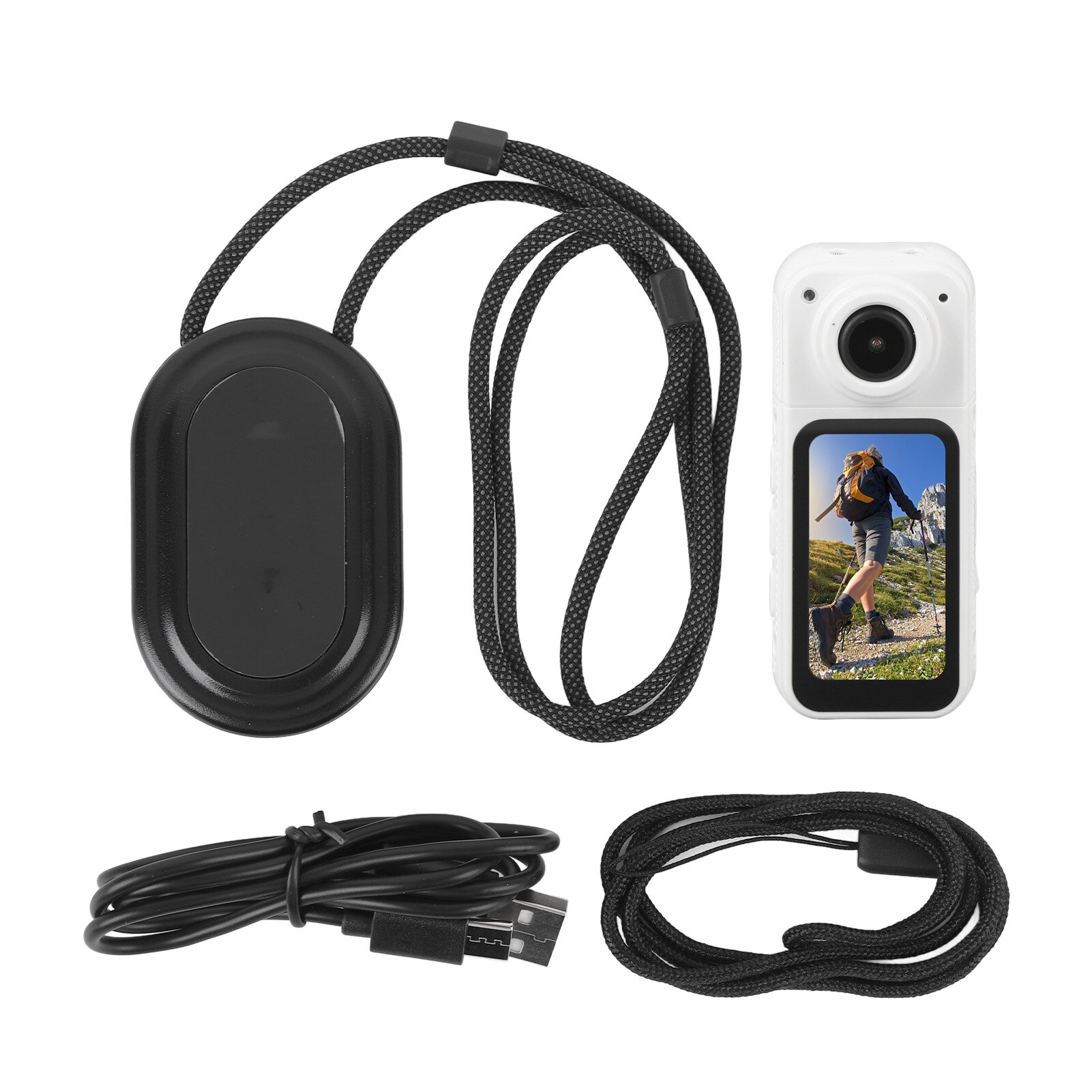 2,7K Action Camera Camera Outdoor Cycling Recorder 12MP Plant Camera с 180 градусов вращающейся линзы Магнитный ремешок для шеи 60 -минутный время выполнения белый