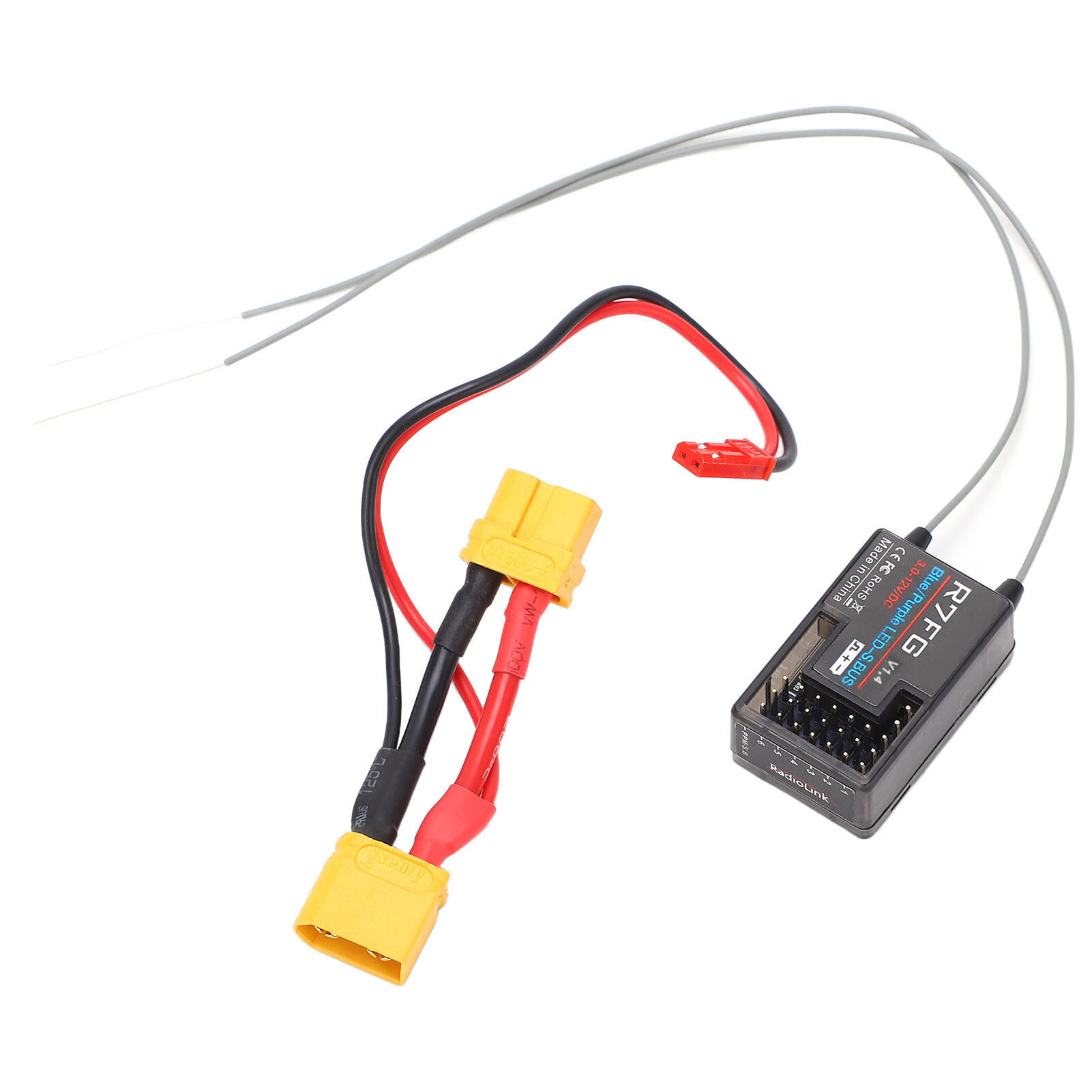 2.4G R7FG 7-канальный приемник с двумя антеннами для телеметрии, автомобильный и лодочный приемник для радиоуправляемых передатчиков RC6GS RC4GS