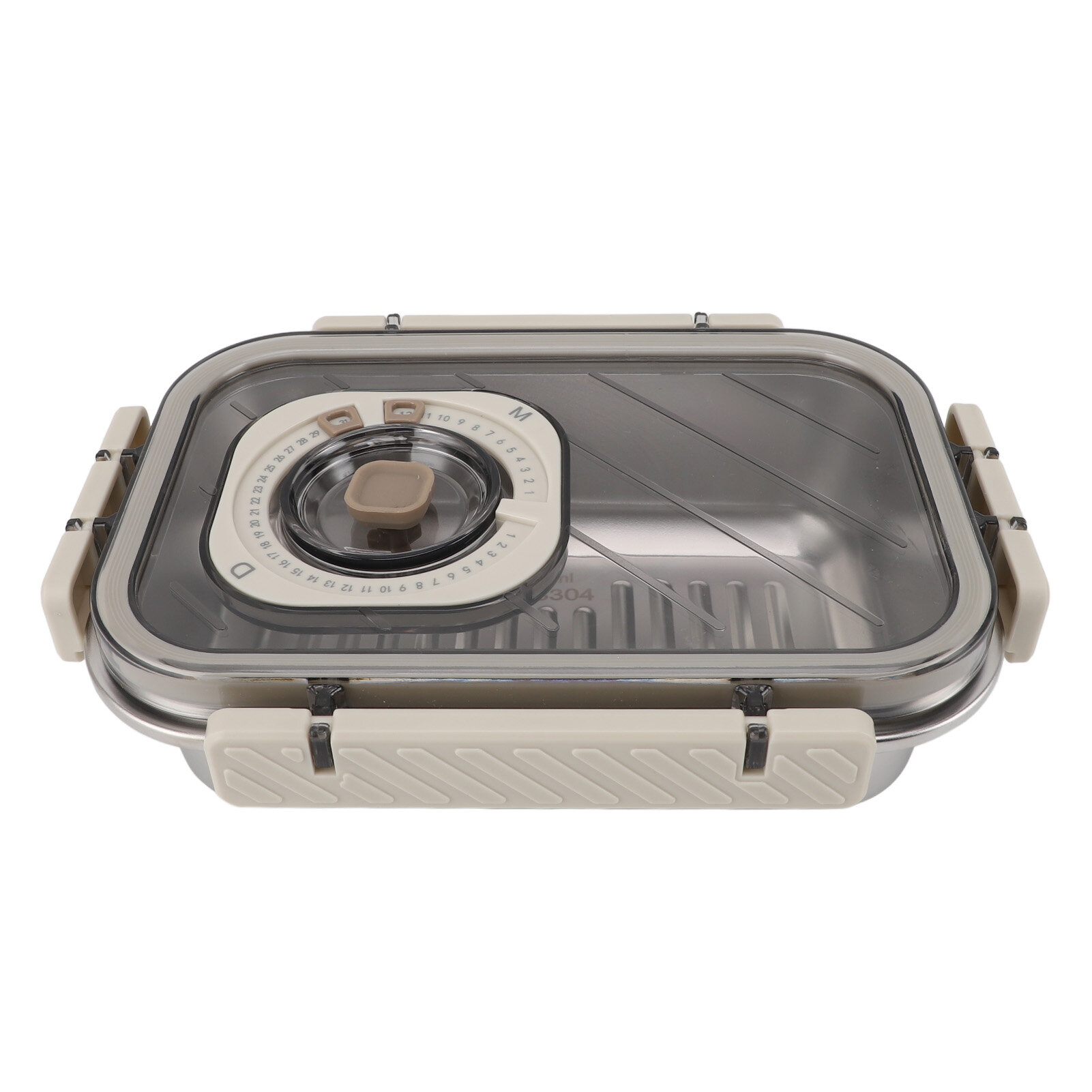 304 Контейнер для хранения пищи из нержавеющей стали с покрытием с крышкой, пропорциональной для холодильника Bento, Muti Purpageble Lunch Box 680 мл бежевый