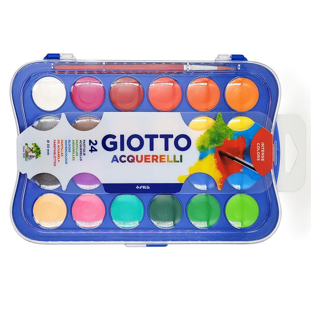 Набор красок акварельных Giotto Watercolors, сухие, в таблетках, 30 мм, 24 цвета