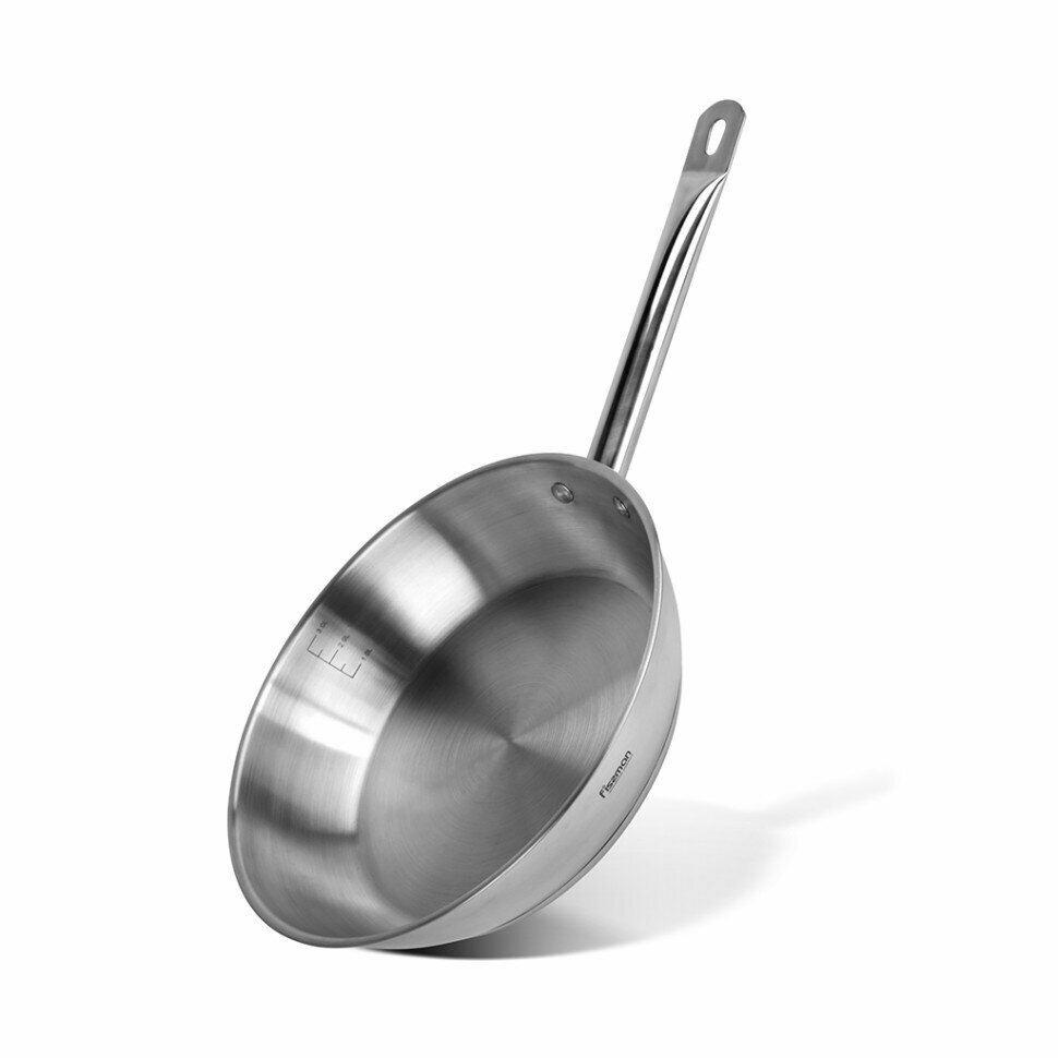 5437 FISSMAN Сковорода 28x6,5см без крышки (нерж. сталь) Ручка-нерж. сталь; Индукция
