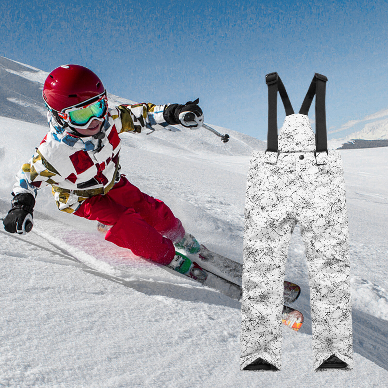 Зимние штаны детские водонепроницаемые теплые лыжные штаны для мальчиков / девочек