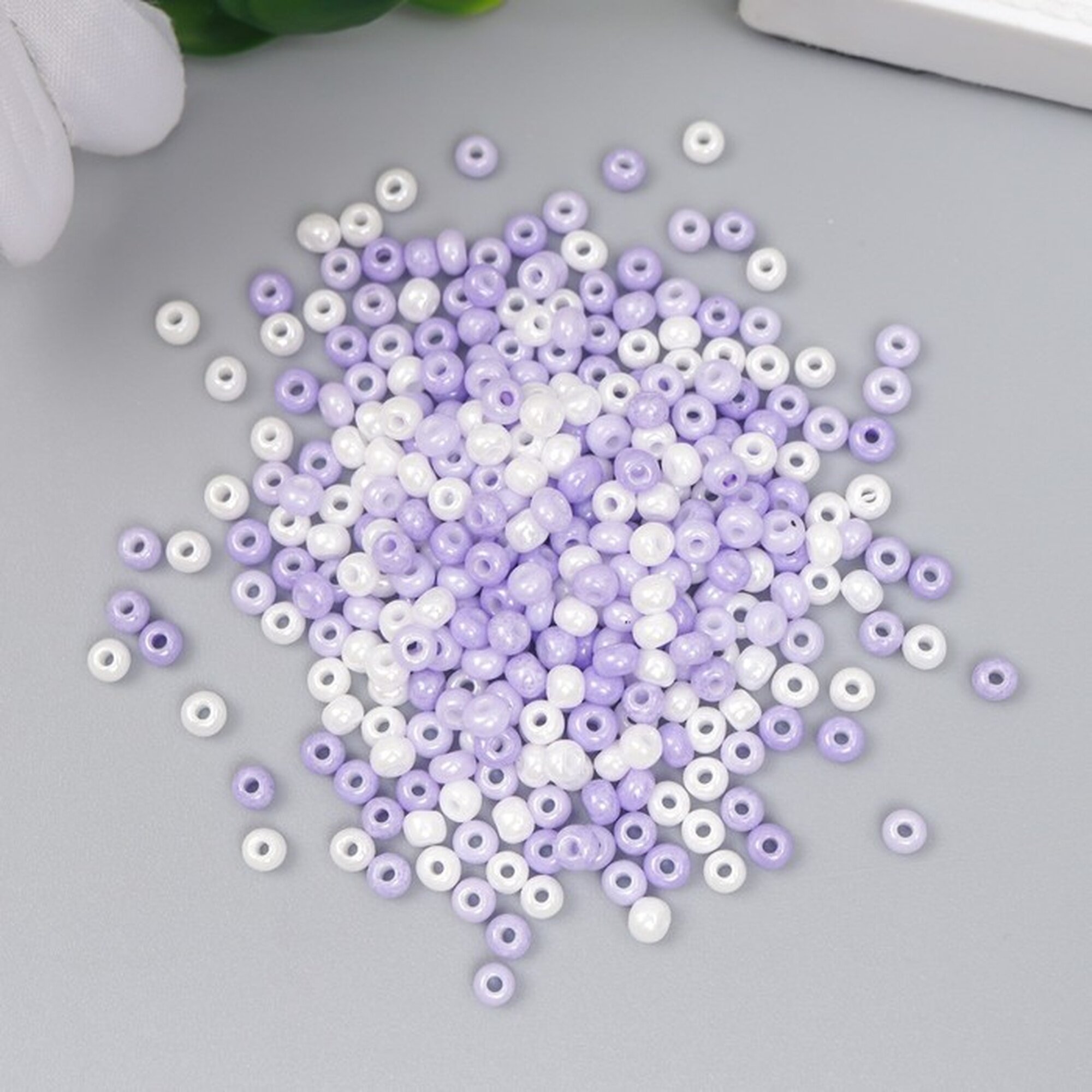 Бисер Арт Узор "Перламутровый меланж сиреневый", стекло, 8/0, 10 г