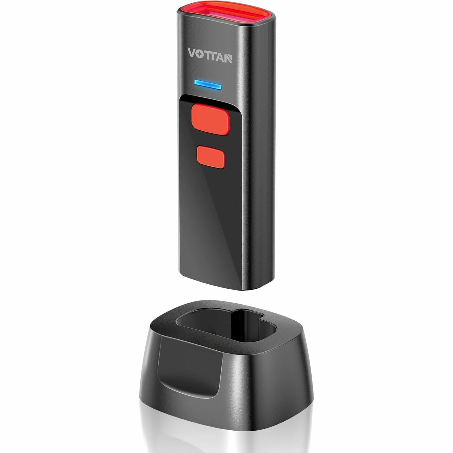 Мини-сканер штрих-кода с зарядной док-станцией, портативный карманный беспроводной Bluetooth 2D QR сканер штрихкода