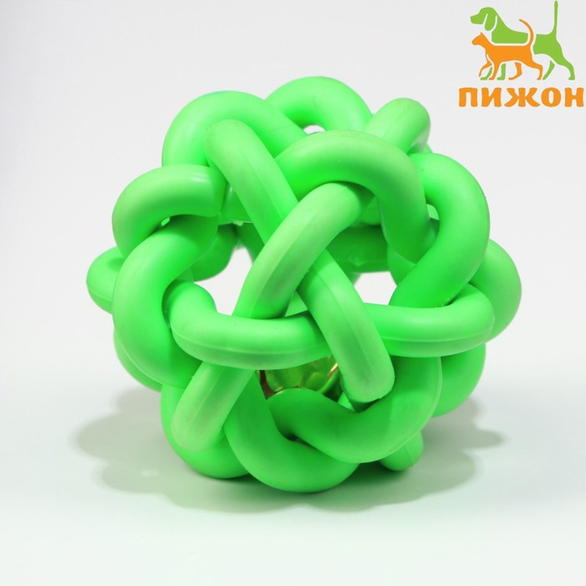 Игрушка Пижон "Молекула", с бубенчиком, для собак, зеленая, 4см