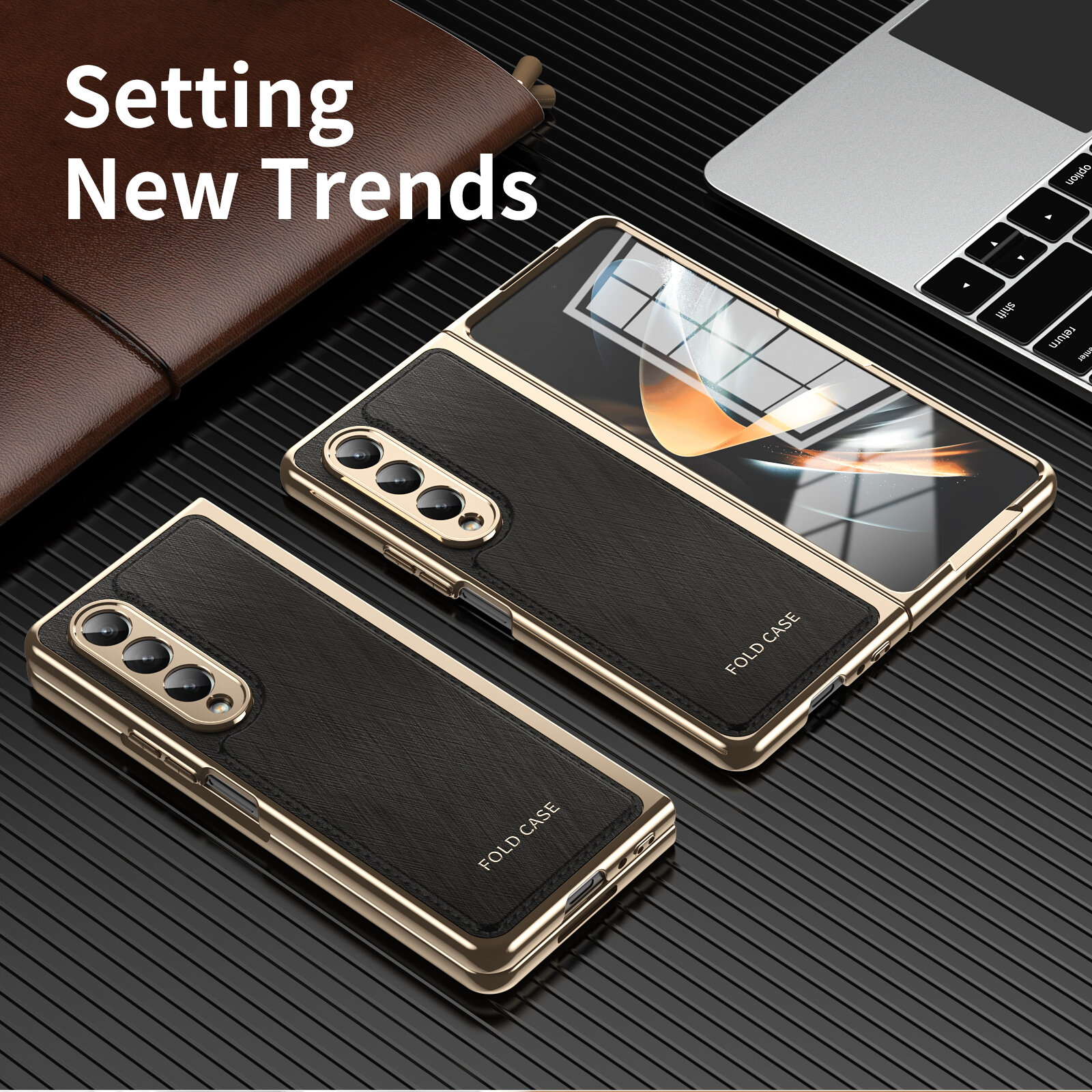 Чехол для Samsung Galaxy Z Fold 4 / Samsung Z Fold4 / Самсунг Галакси З Фолд 4, глянцевая поверхность, металл, пластик, защита камеры, ударопрочный, Samsung, Samsung Galaxy Z Fold 4