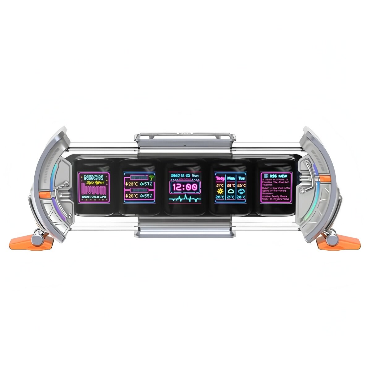 Часы Divoom Times Gate, электронные, фигурные, арабские цифры, серые