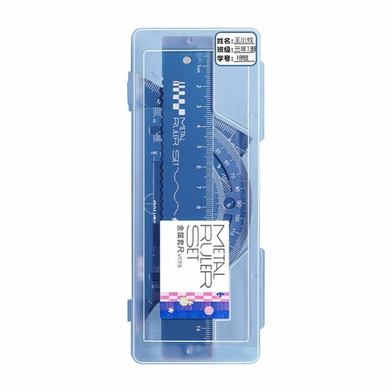 (1 коробка) Набор металлических линеек - темно-синий