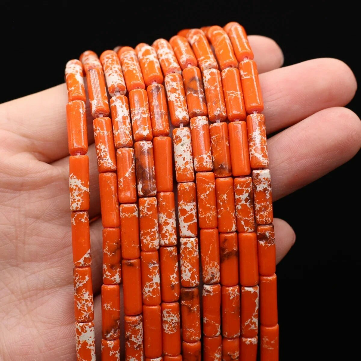 Бусины из агата, цилиндрические Оранжевый, Orange Synthetic