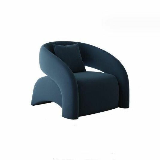 Лаунж-кресло для отдыха дома мягкое с подлокотниками, букле металл, оранжевый