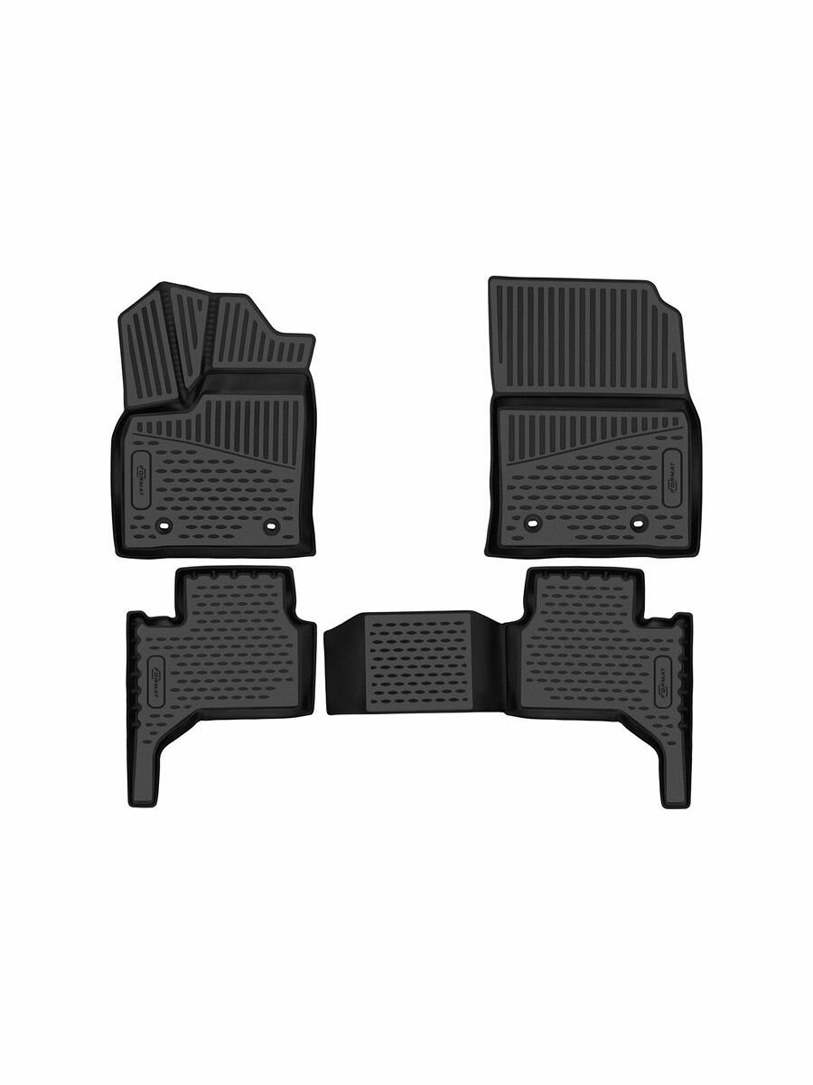 Коврики 3D в салон для TOYOTA Land Cruiser (300 Series) 2021-, Внед, 5 мест, 4шт. (ПУ, повышенная износостойкость) / Тойота Ленд крузер