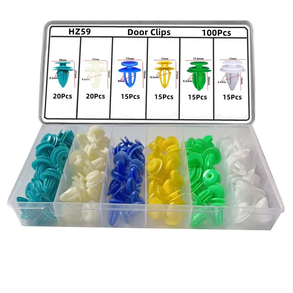 Отделка доски двери автомобиля, пластиковая застежка, зажим для ремонта, комплект авто, пластина задней двери, сумка с заклепками, упакованная пряжка, универсальная 100Pcs HZ59 Box