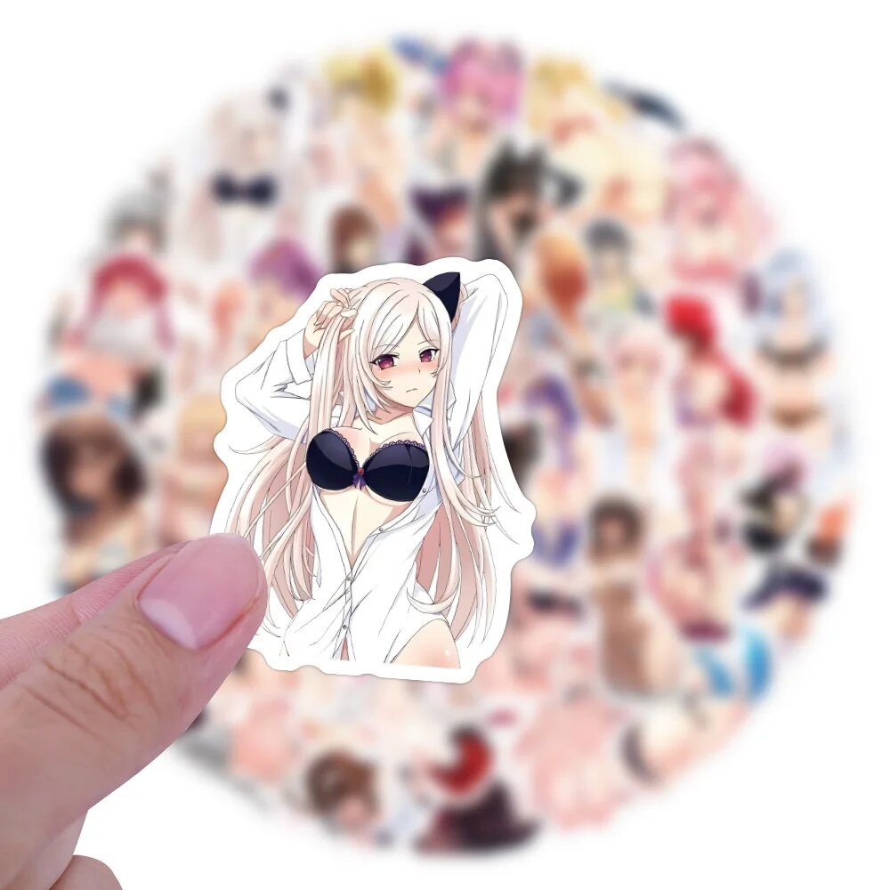 60 шт. Waifu аниме сексуальная девушка наклейка Хентай каракули мультфильм наклейки для гардероба полка для обуви стол велосипед украшения наклейки