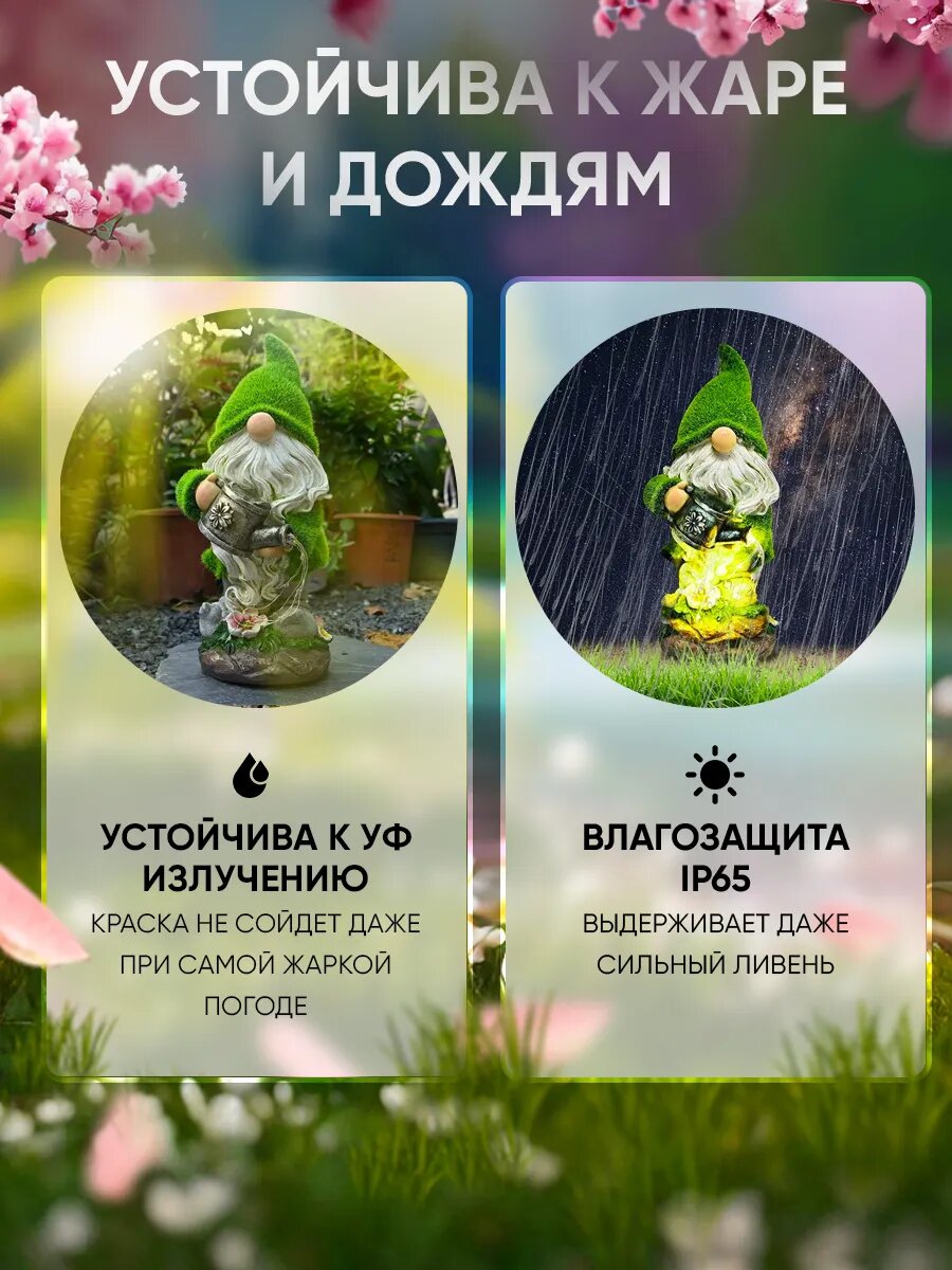 Садовая фигурка-светильник на солнечной батарее, декоративное украшение для сада и дачи — фото 1